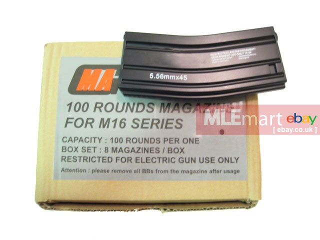 MAG 100rd Magazine for M4/M16 AEG with Marking (8pcs) | MLEmart.com
