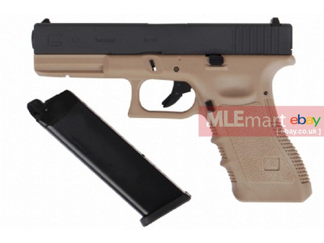 WE Metal Slide G18C GBB Pistol (Tan Frame / Black Slide) | MLEmart.com