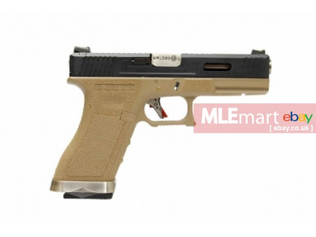 WE G18C GBB Pistol (Black Slide,Tan Frame,Silver Barrel) | MLEmart.com